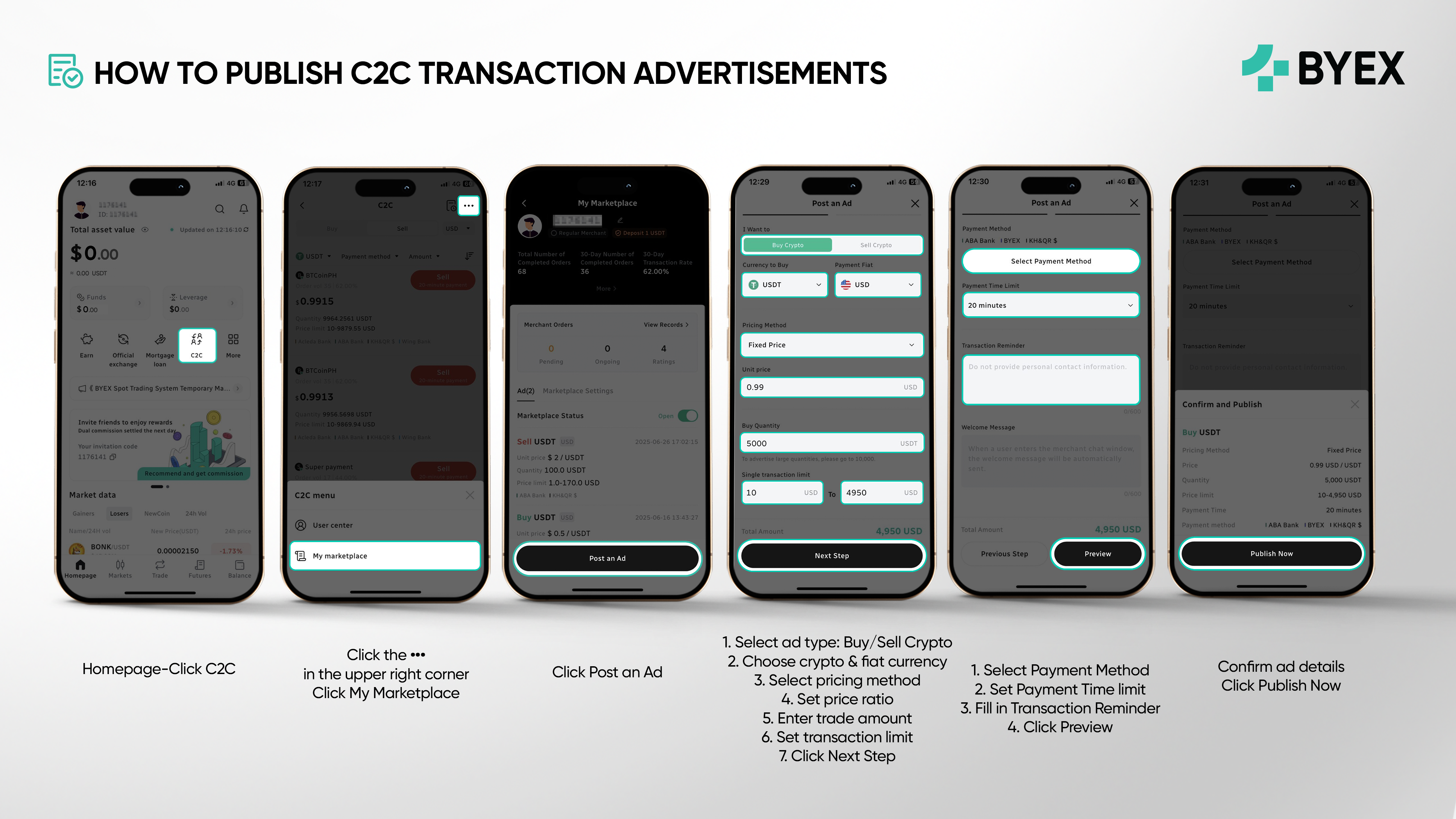 How to publish C2C transaction advertisements（APP） – BYEX