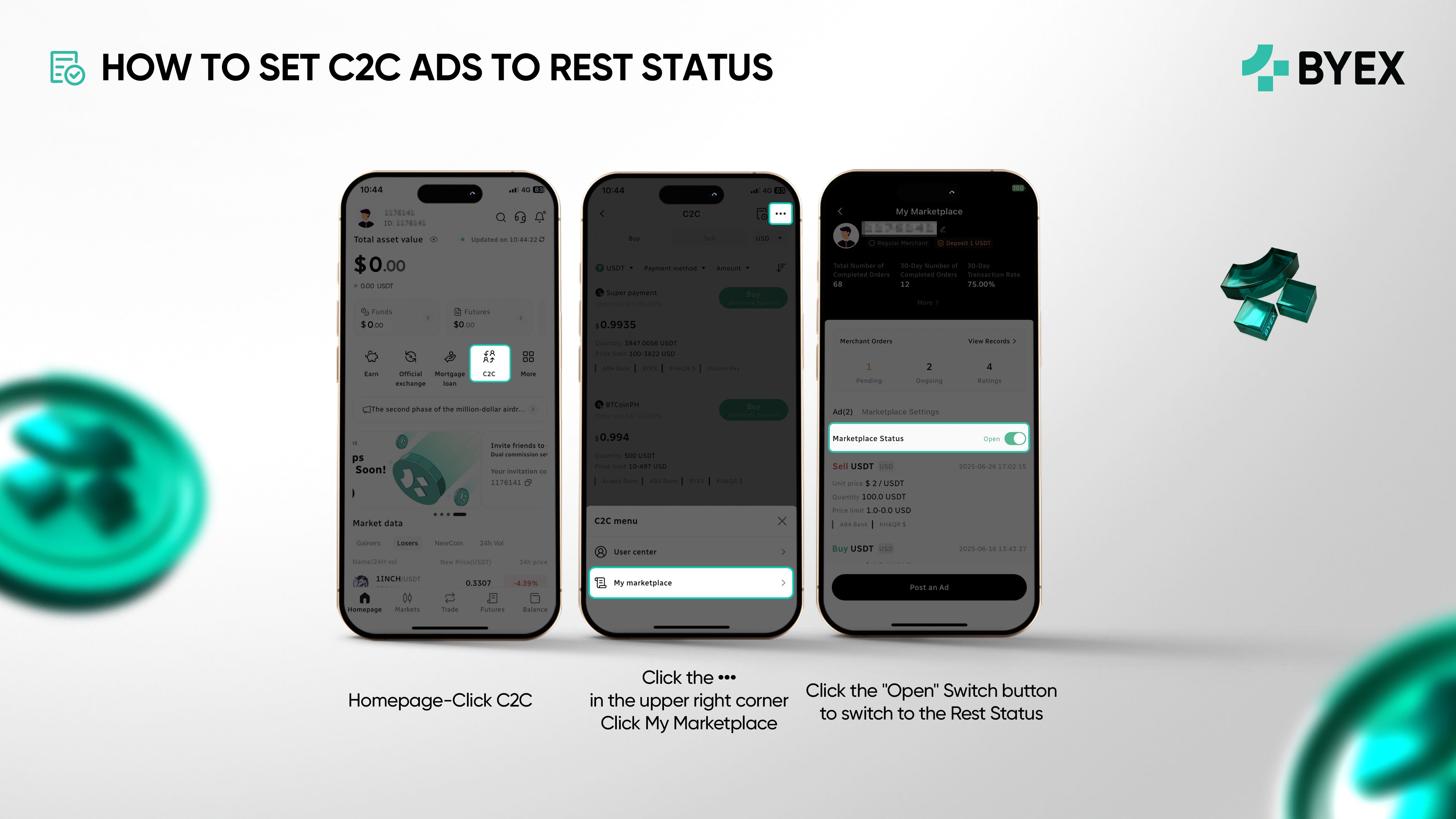 How to Set C2C Ads to Rest Status (APP) – BYEX