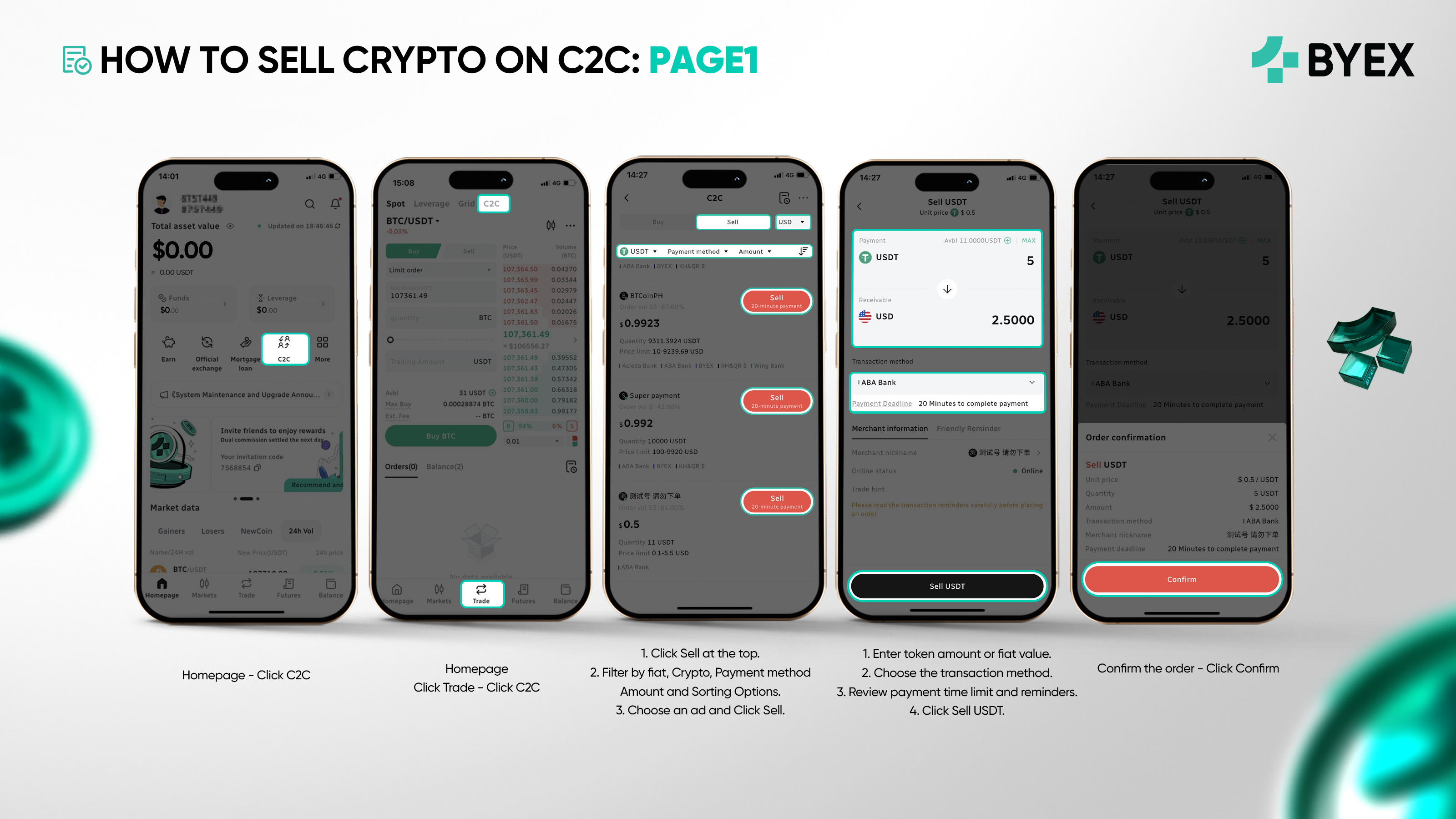How to sell crypto through C2C (APP) – BYEX